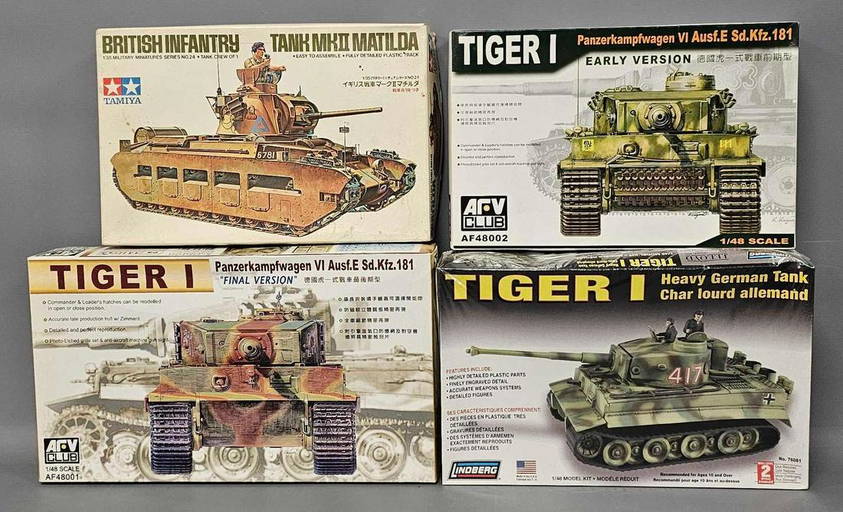 Four Unbuilt Mixed Scale Wwii Era Model Armor Kits