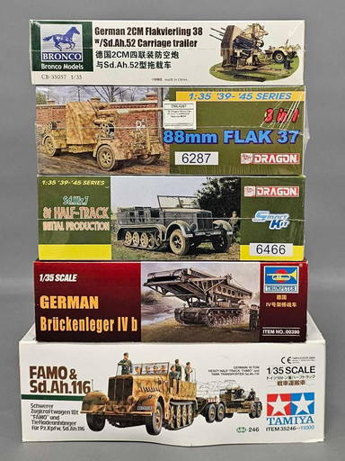 Five 1/35 Scale Mixed Manufacturer Unbuilt Model Kits