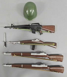Great Group Of Vintage Gi Joe Rifles And A Helmet