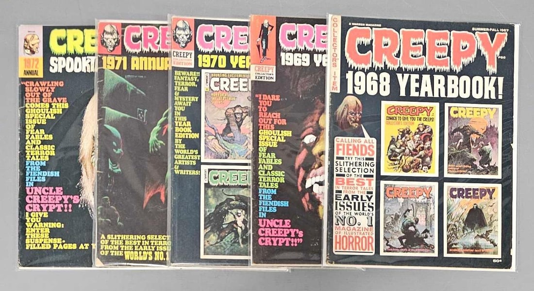 Five Creepy Magazines Yearbooks Between 1968 And 1972 Auction