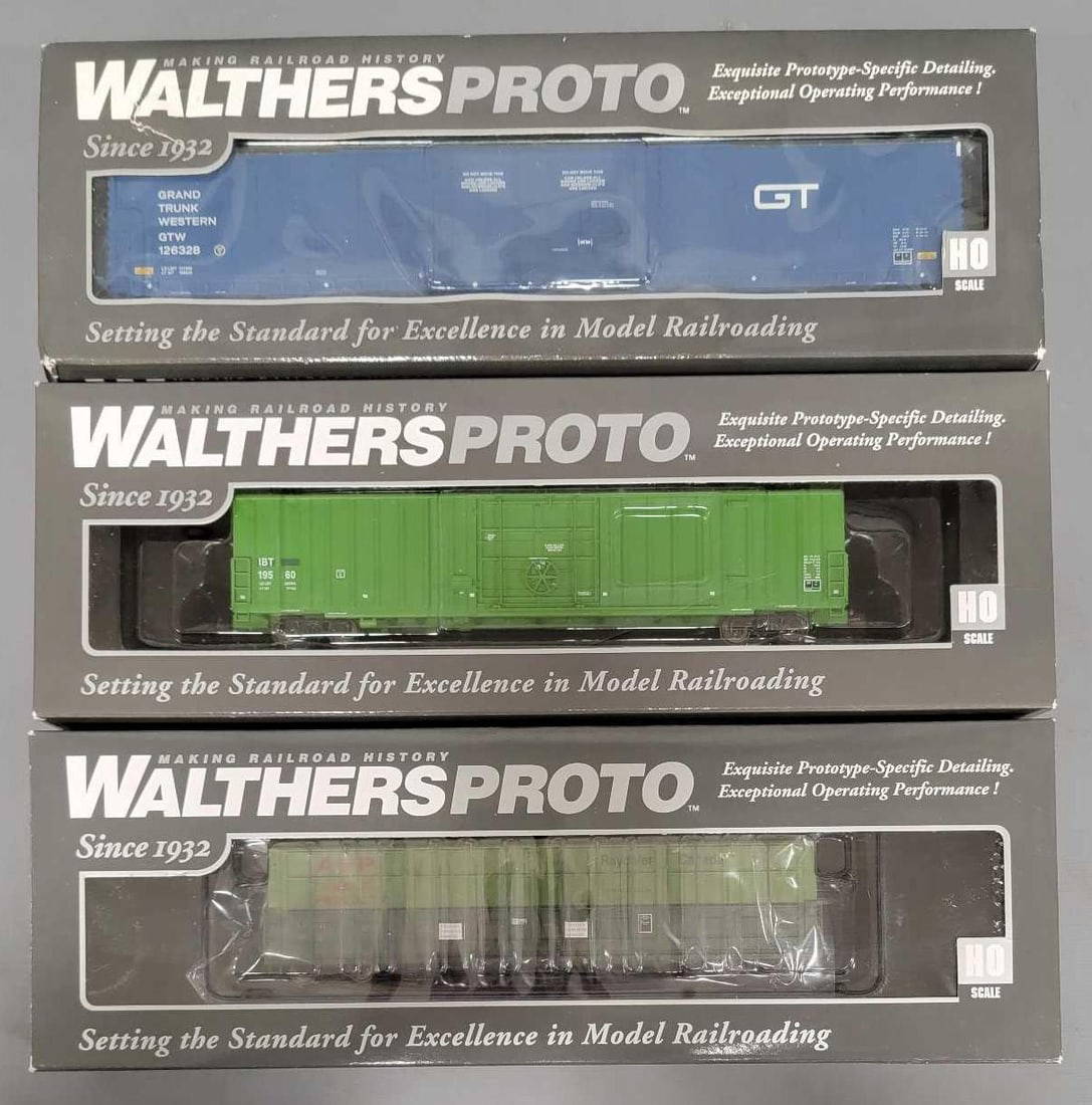 Three Different Style Walthers Proto Ho Box Cars In Original Boxes Auction