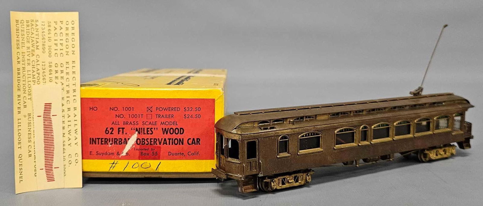 Suydam Ho Scale Brass 62 Foot Niles Wood Interurban Observation In ...
