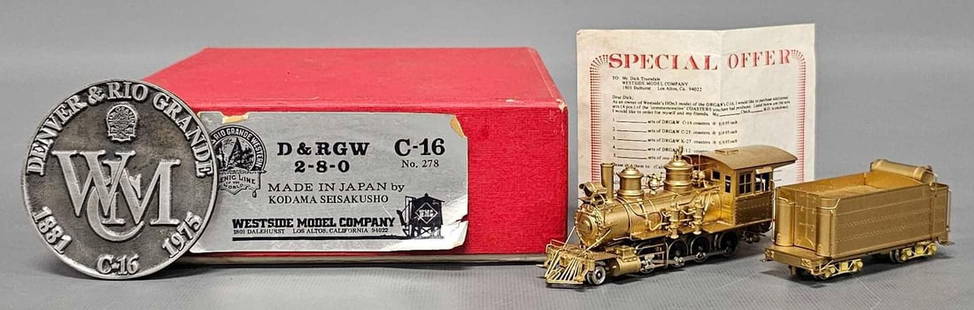 Westside Model Co Hon3 Brass D&rgw C 16 #278 2 8 0 Steam Locomotive In ...
