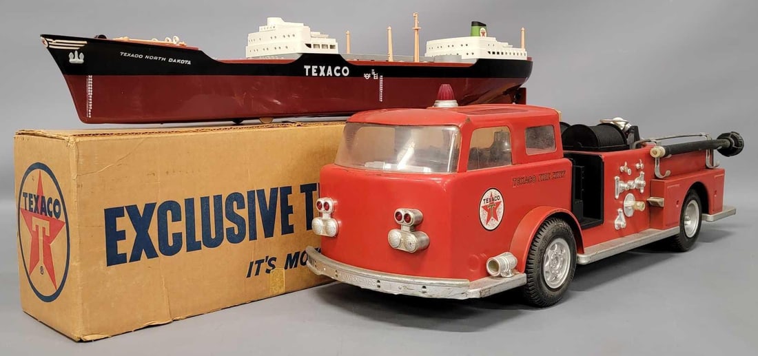 Wen Mac Texaco Tanker Ship With Original Box And Wen Mac Texaco Fire Truck