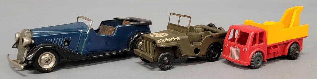 Three Tri Ang Minic Tin Wind-up Toy Trucks Auction