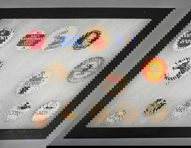 Twelve Vintage Pinbacks In A Frame