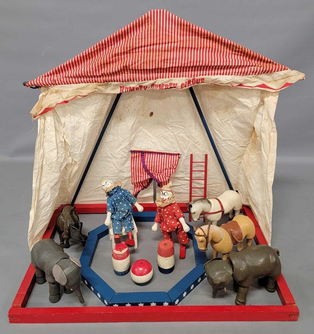 Antique Schoenhut Humpty Dumpty Circus Tent Clowns And Animals Auction