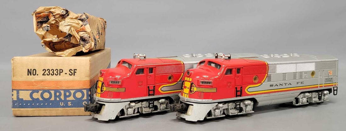 Lionel Postwar O 2333 Santa Fe F-3 Aa Diesel Locomotive Set With ...