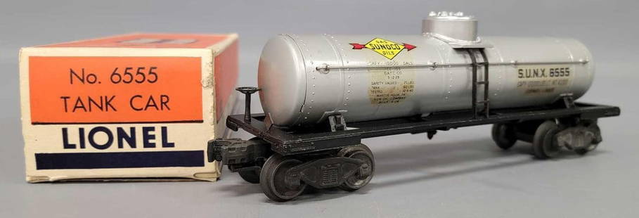 High Grade Lionel Postwar O 6555 Sunoco Tank Car In Original Box