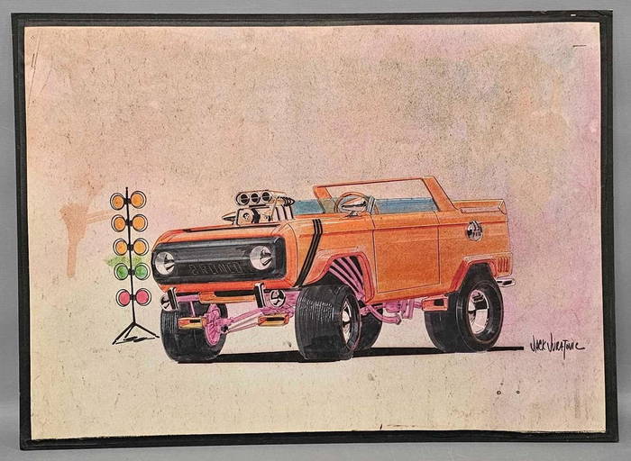 Fantastic Original Ford Bronco Gasser Painting By Jack Juratovic