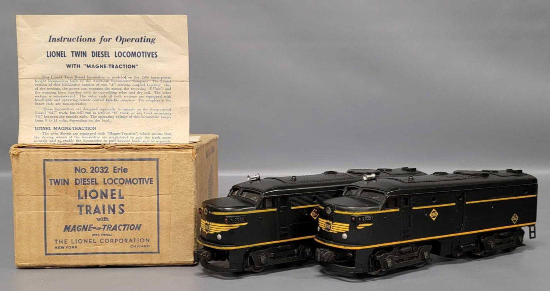 Lionel Postwar O 20232 Erie Alco Aa Diesel Locomotive Set In Master ...