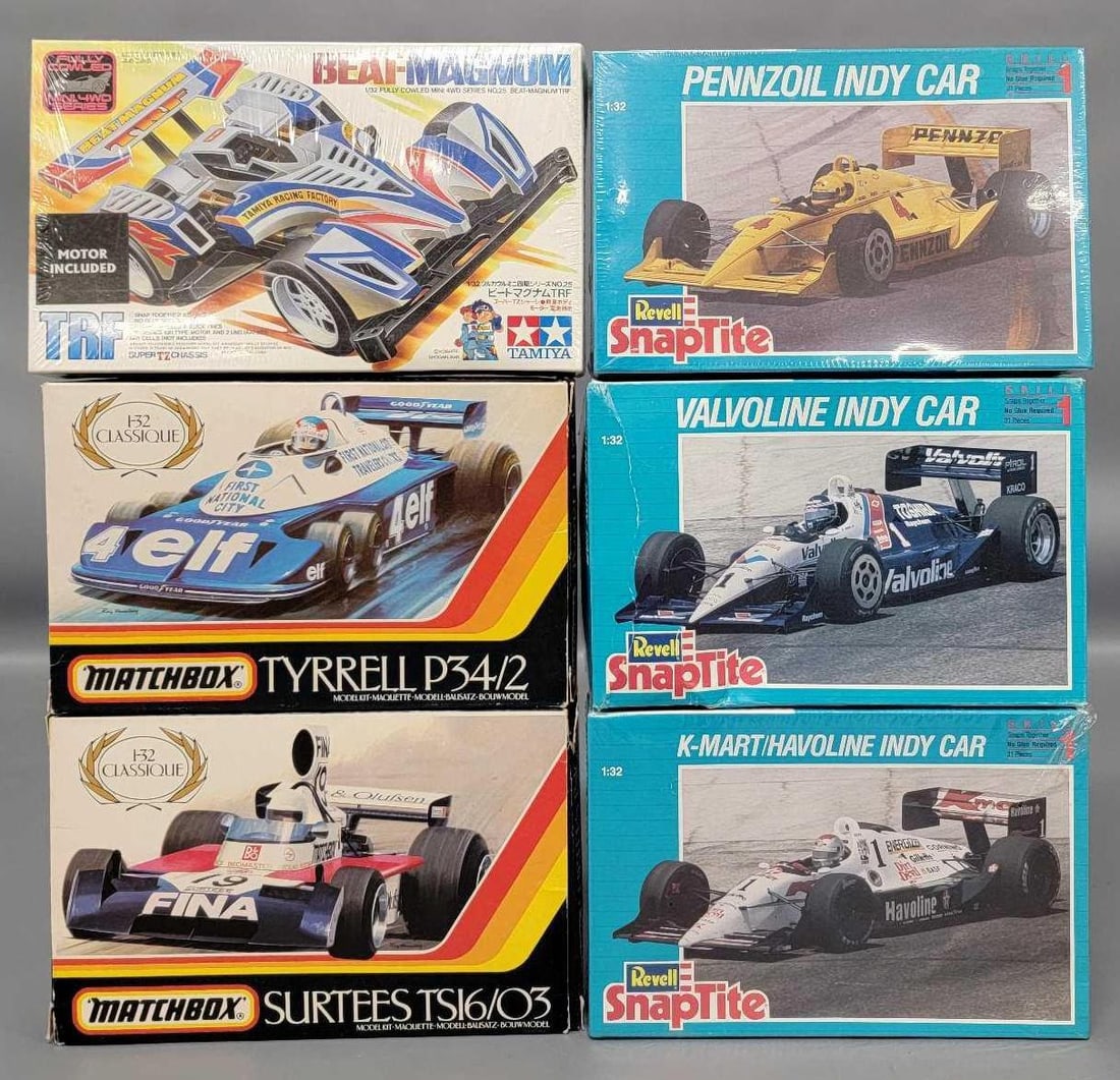 Six 1/32 Revell Matchbox Tamiya Indy Car Models In Open And Factory ...