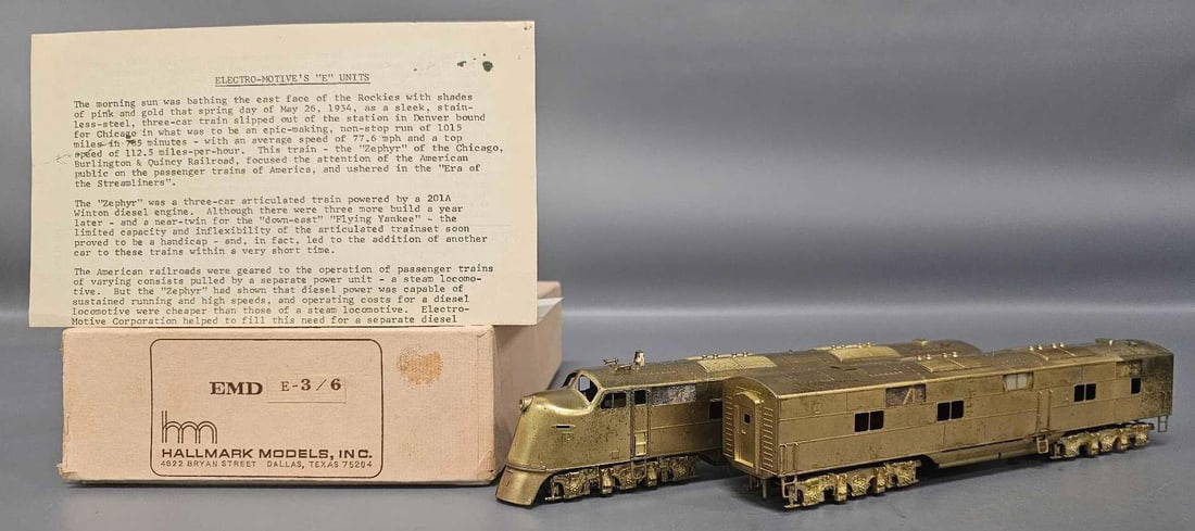Hallmark Ho Scale Brass Emd E3/6 Diesel Locomotive Ab Set In Original Box Auction