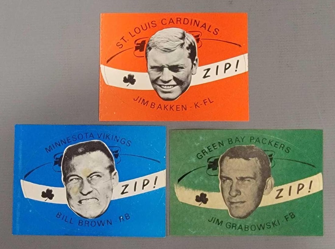 Three Rare 1969 Kelly's Potato Chips Nfl Stickers Jim Bakken Jim ...