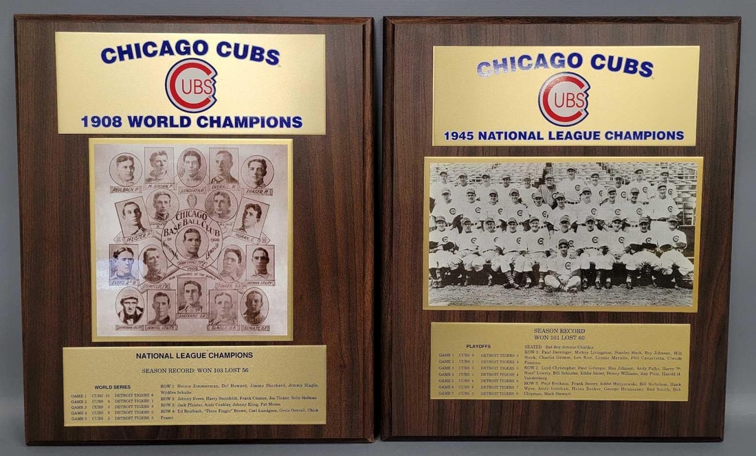 1908 And 1945 Chicago Cubs World Series Plaques Auction