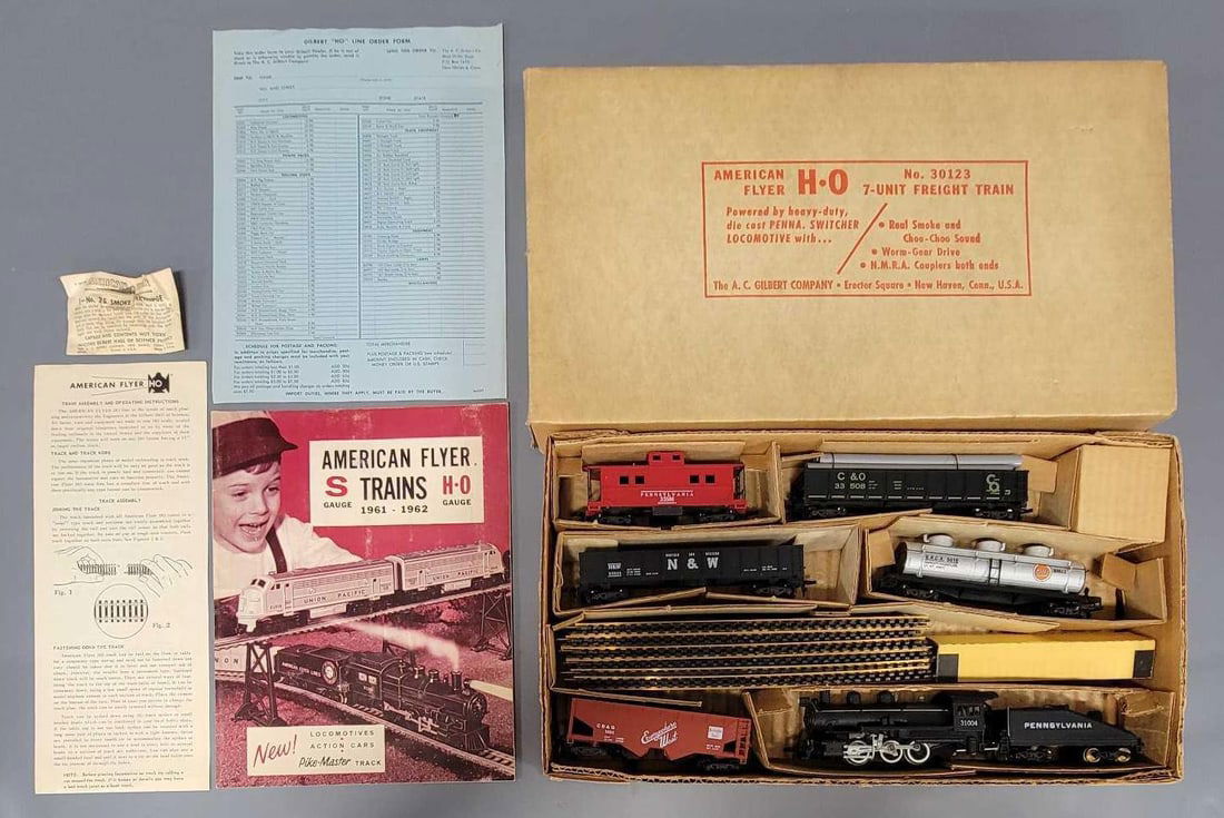 Gilbert American Flyer Ho 30123 7 Unit Steam Freight Set In Original ...