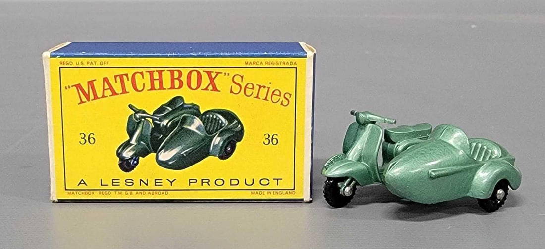 Matchbox 36 Motor Scooter And Sidecar In Original Box
