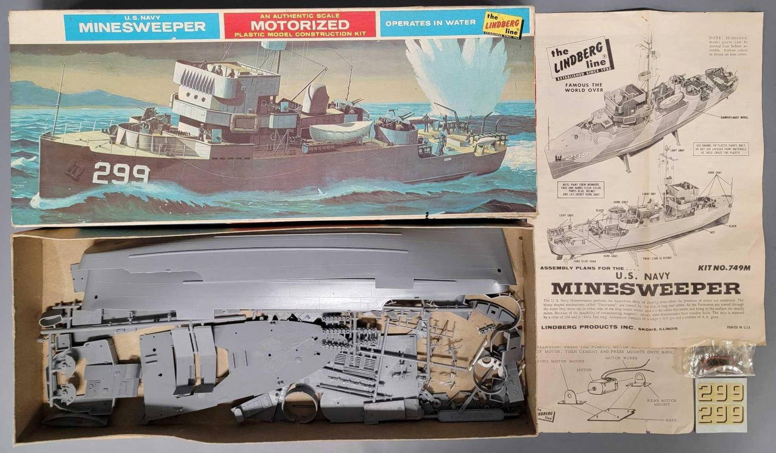 Lindberg Motorized Us Navy Minesweeper 1/130 Scale Model Kit Auction