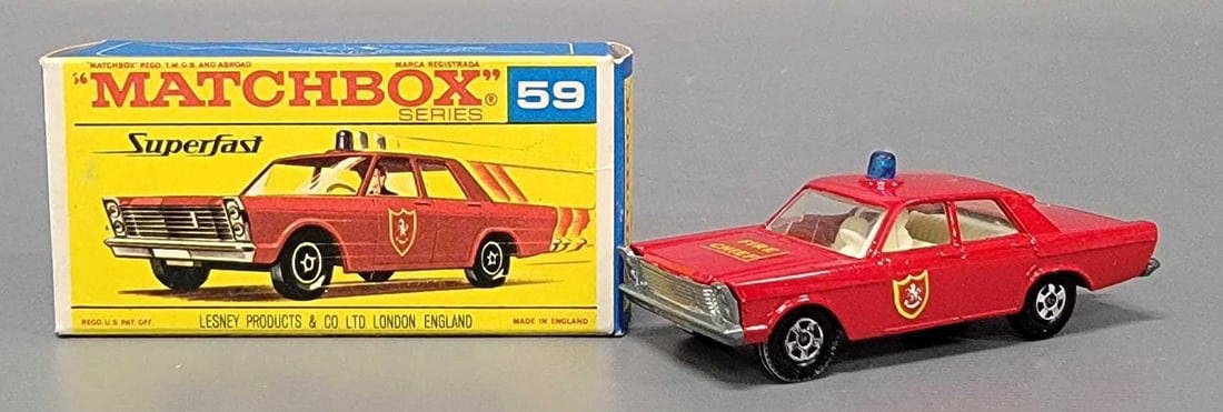 Matchbox Superfast No 59 Ford Galaxie Fire Chief In Original Box Auction