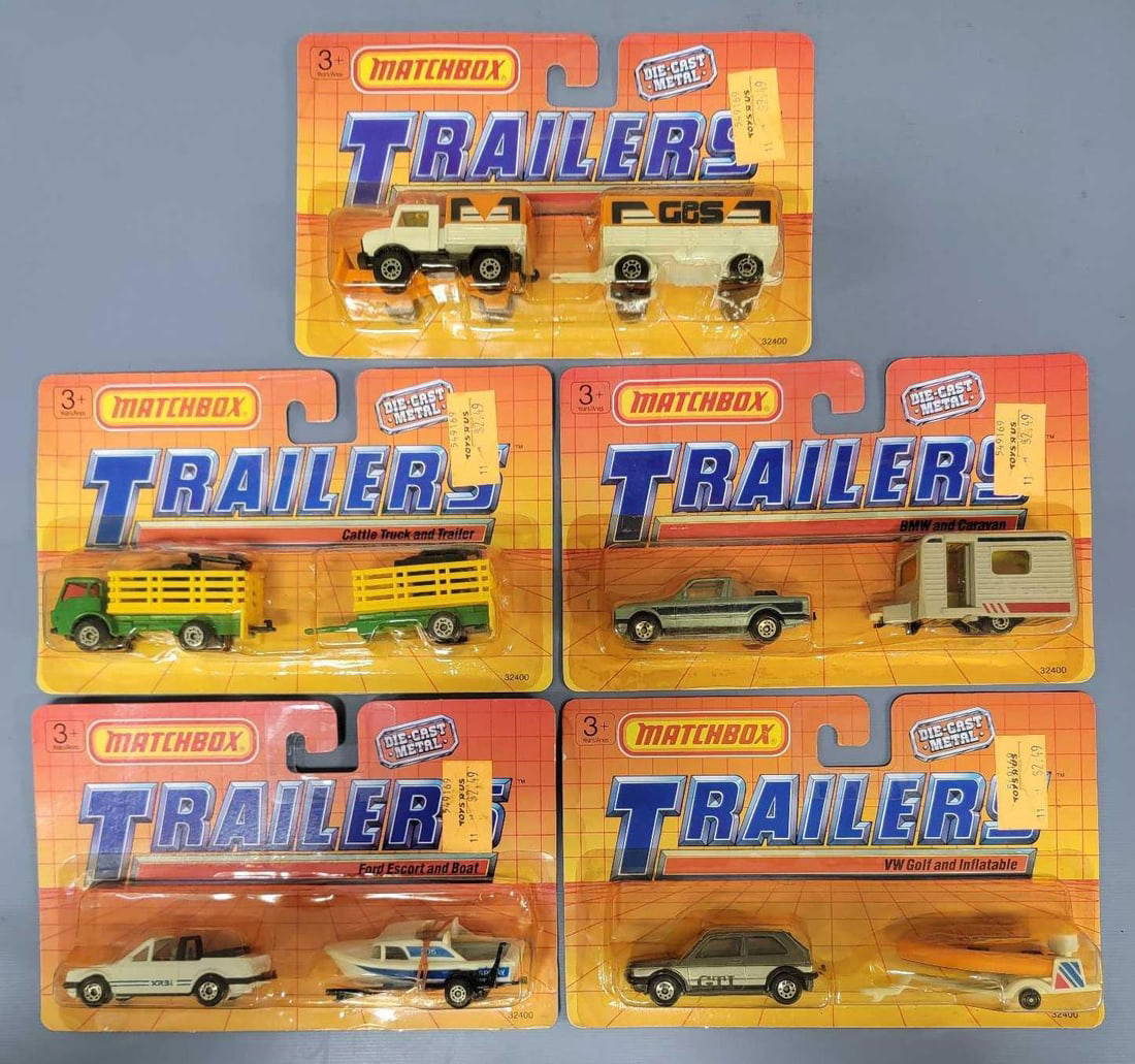 Five Matchbox Trailers In Blister Packs Auction