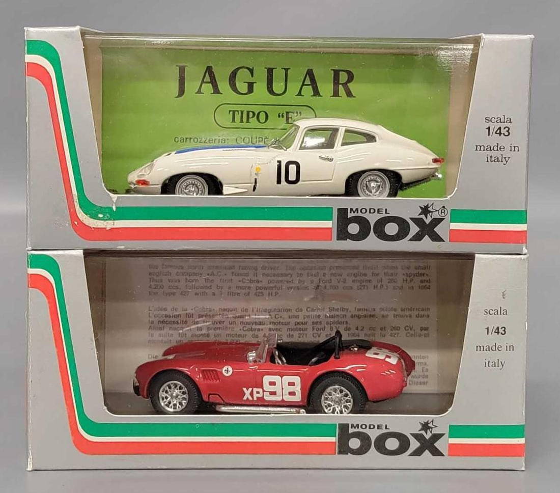 Two Box Model 1/43 Jaguar And Shelby Cobra Race Cars In Original Display Boxes Auction