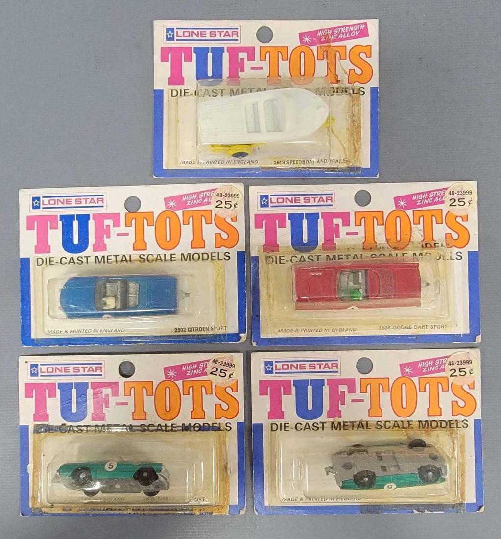 Four Lone Star Tuf-tots Cars And Boat In Blister Packs Auction