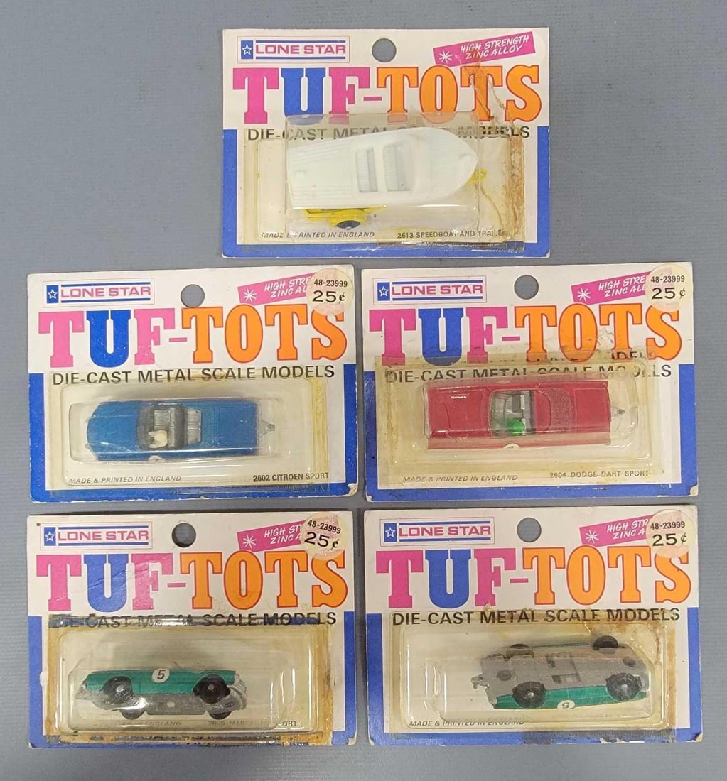 Four Lone Star Tuf-tots Cars And Boat In Blister Packs Auction