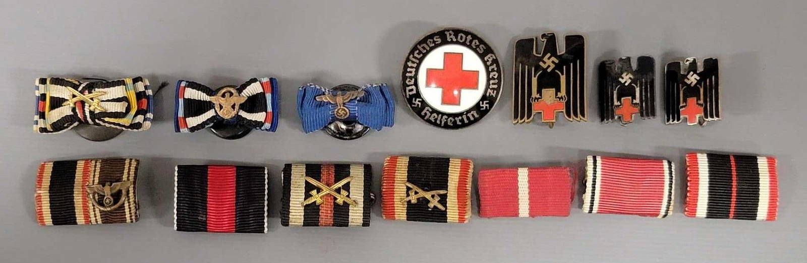 Fourteen Wwii German Ribbons And Badges Auction