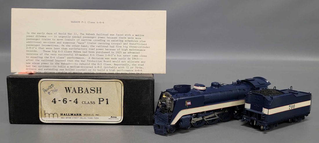Hallmark Ho Brass Custom Painted Wabash 4-6-4 Class P1 Steam Locomotive ...
