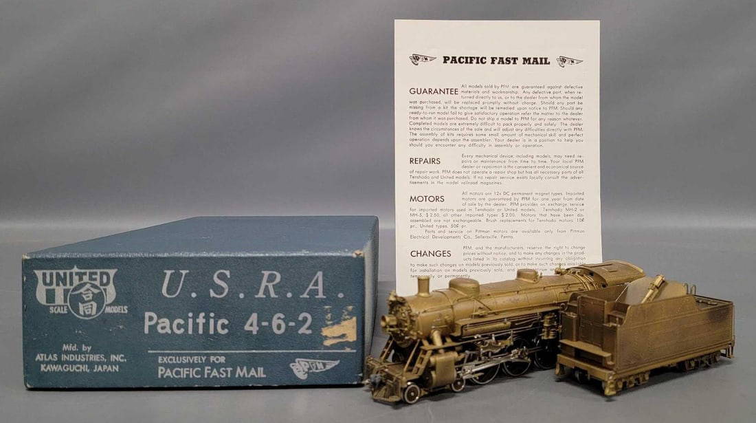 United Pfm Ho Brass Usra Pacific 4-6-2 Steam Locomotive In Original Box ...