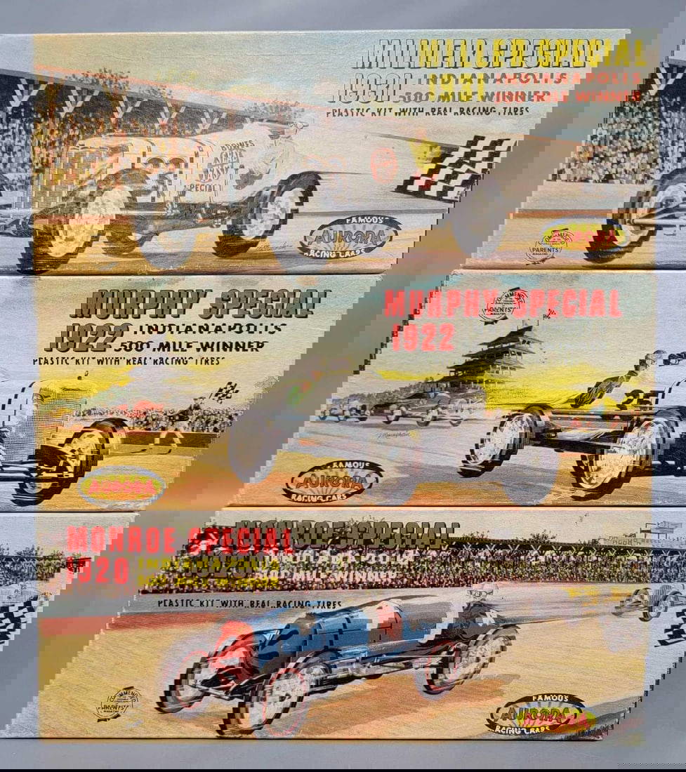 Three Aurora Famous Racing Cars Indianapolis 500 Winner Model Kits In ...