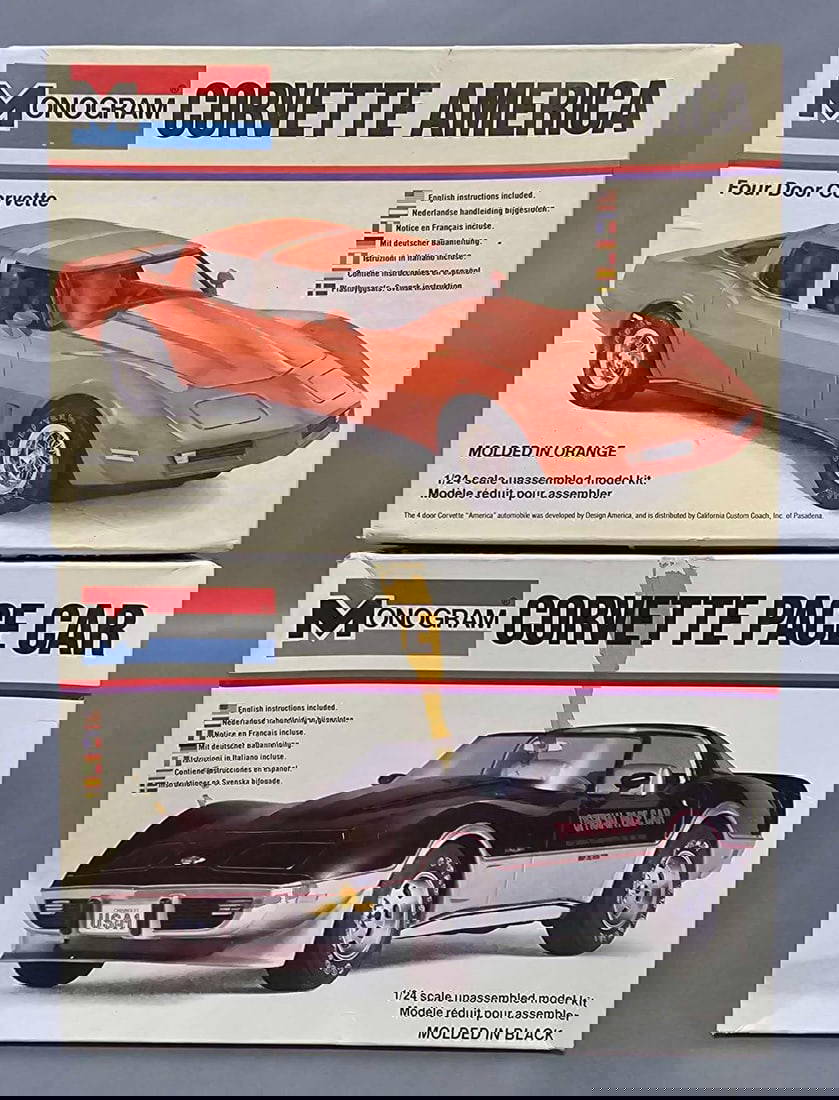 Two Unbuilt Monogram 1/24 Scale Corvette Model Kits In Original Boxes ...