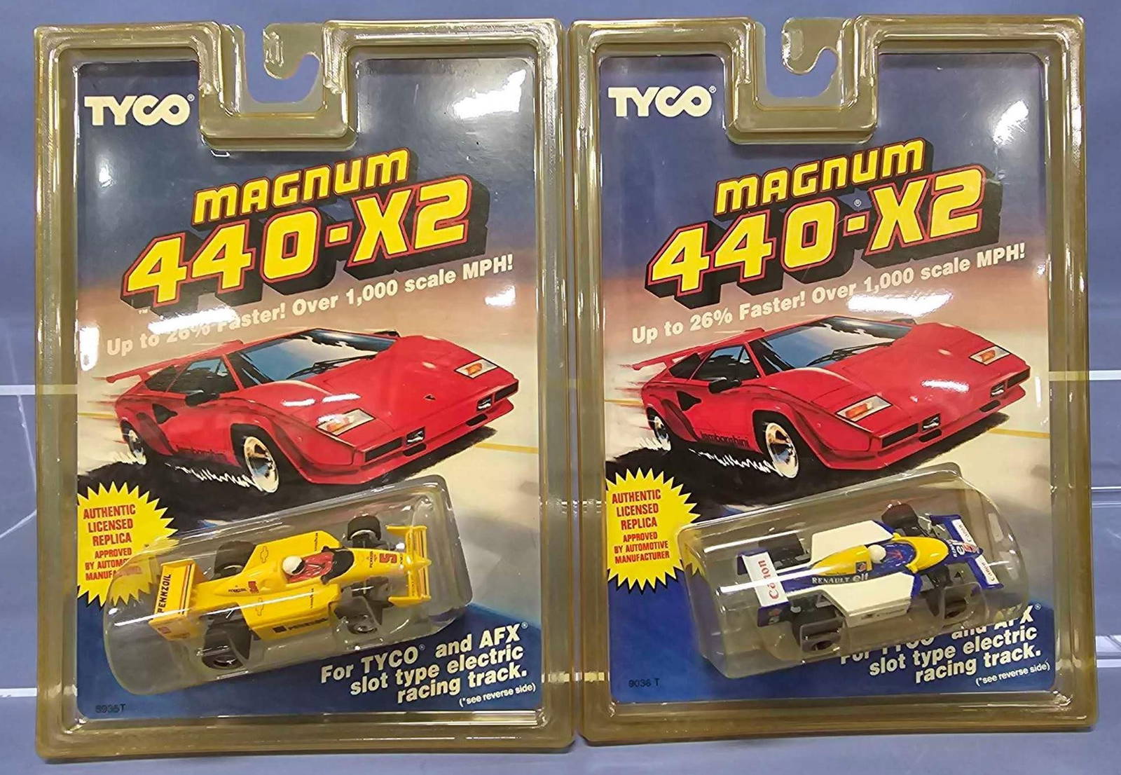 Two Tyco Magnum 440-x2 F-1 / Indy Ho Slot Cars On Yellowed Blister Cards Auction