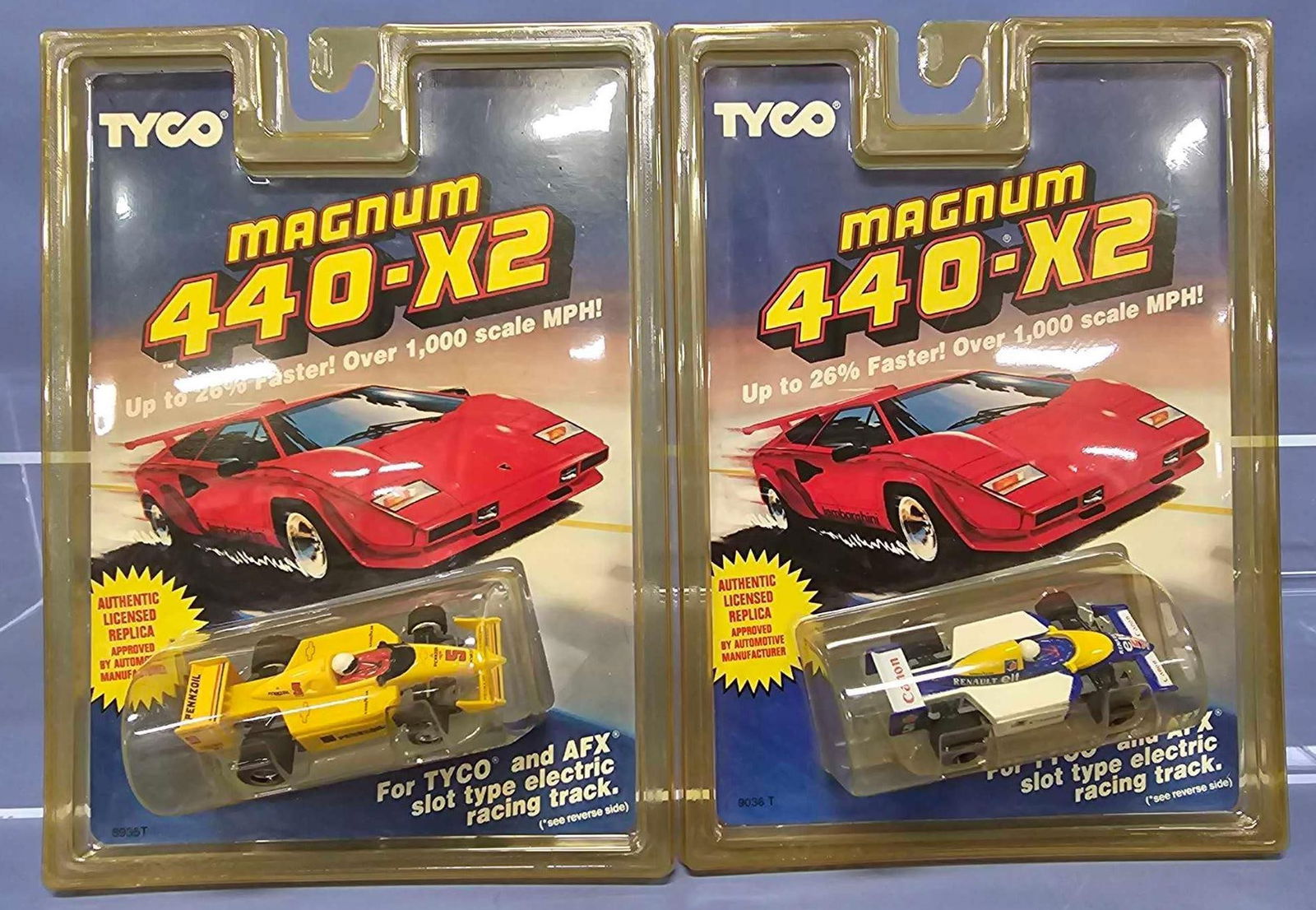 Two Tyco Magnum 440-x2 F-1 / Indy Ho Slot Cars On Yellowed Blister Cards Auction