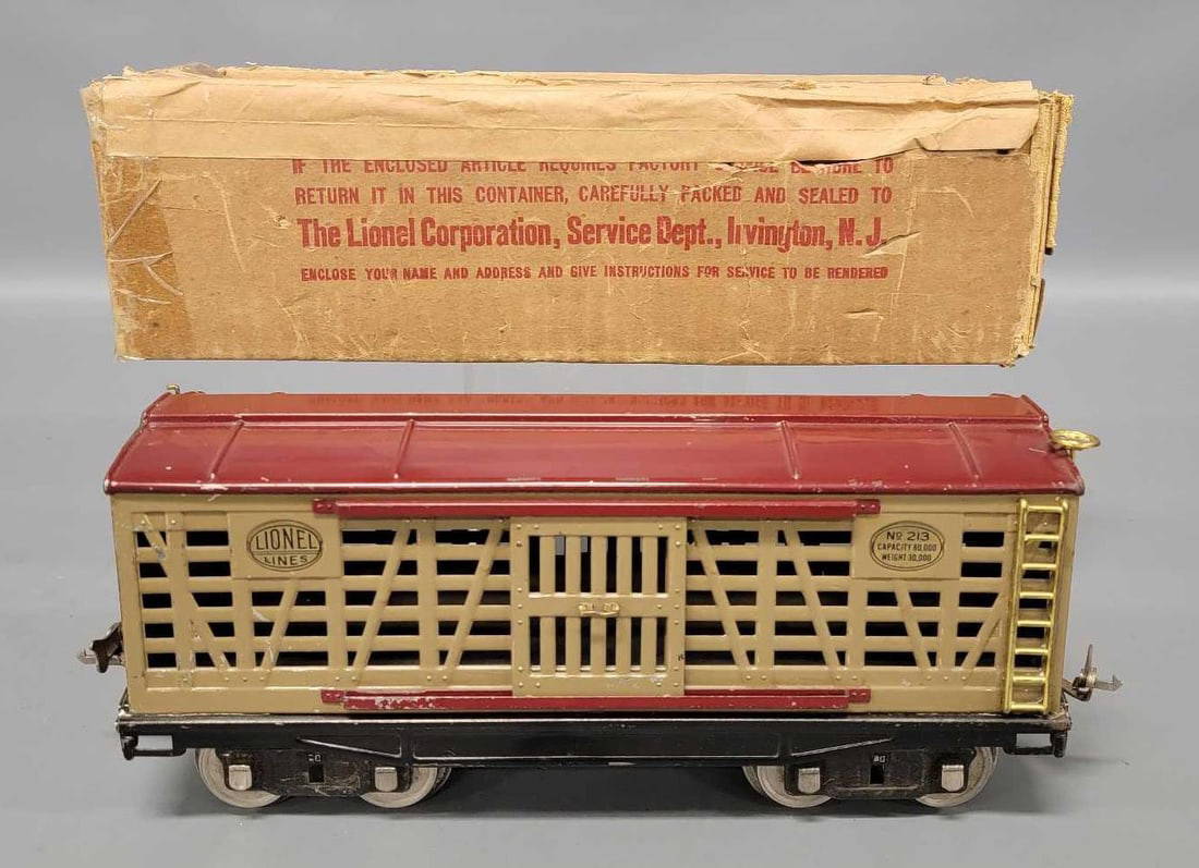Boxed Early Lionel Prewar Standard Gauge 213 Cattle Car In Original Box ...