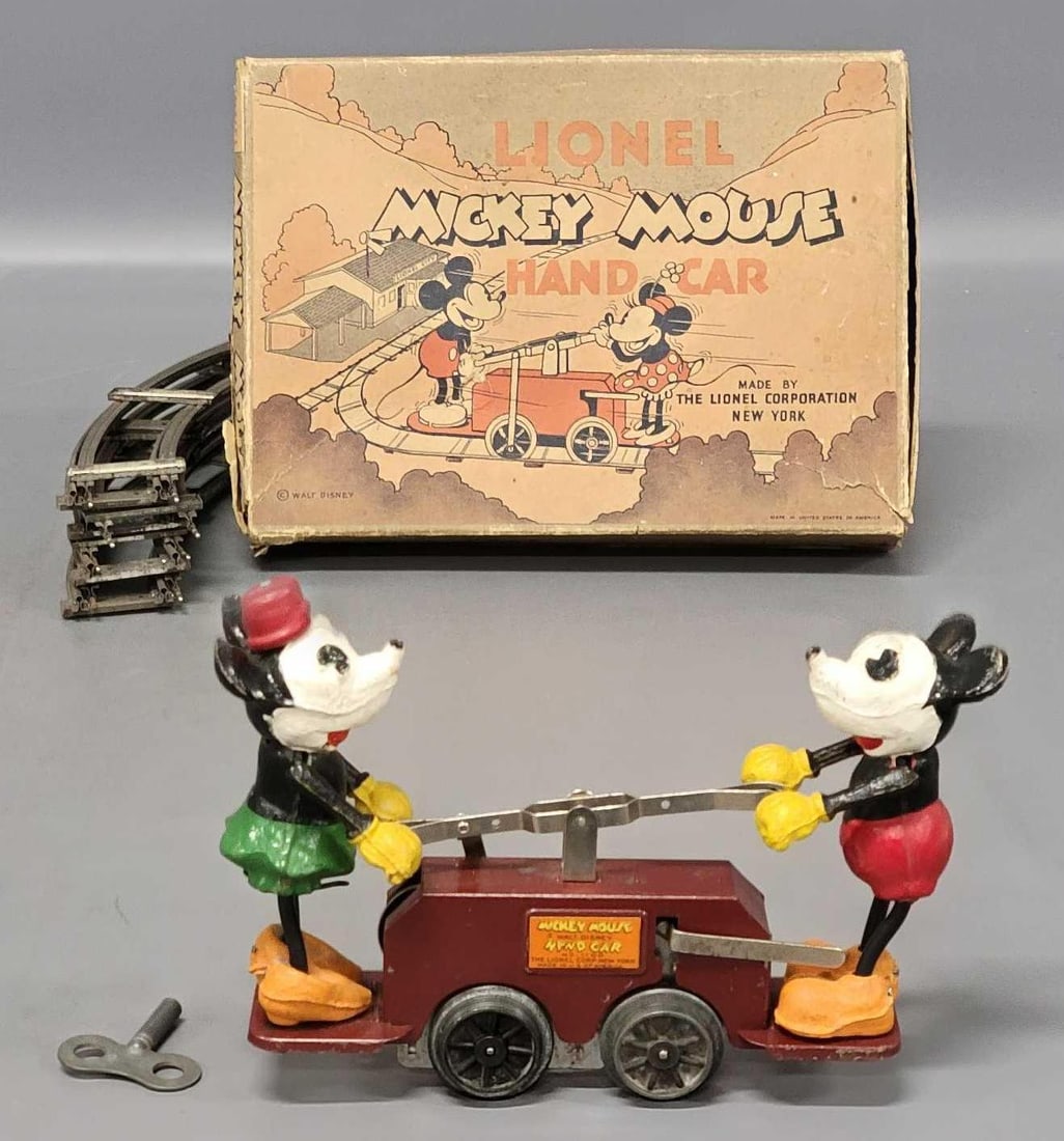 Lionel Prewar O Gauge 1100 Mickey Mouse Hand Car In Original Box Auction
