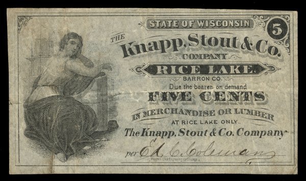 Wi Rice Lake, Knapp, Stout & Co. 5 Cts.