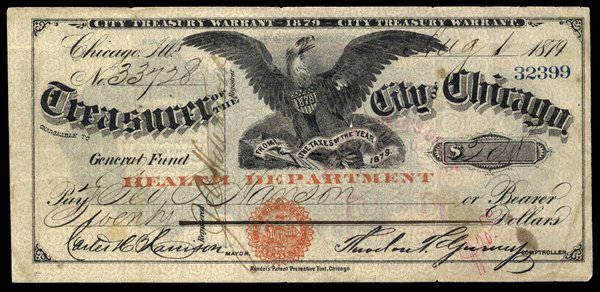 Il Treasurer Of The City Of Chicago 1879