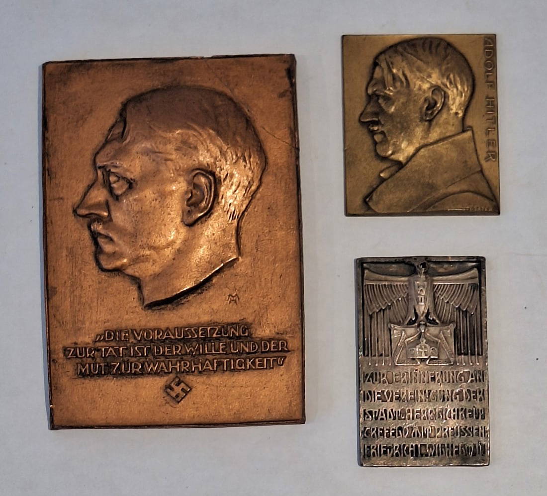Ww2. 3rd Reich Adolf Hitler Plaque Lot Auction