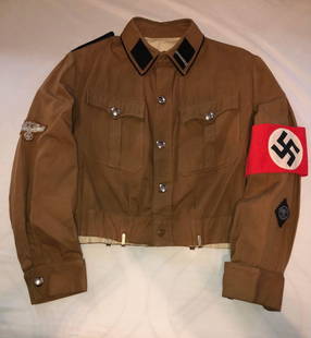 Wwii Nazi German Nskk Complete Uniform Brown Shirt