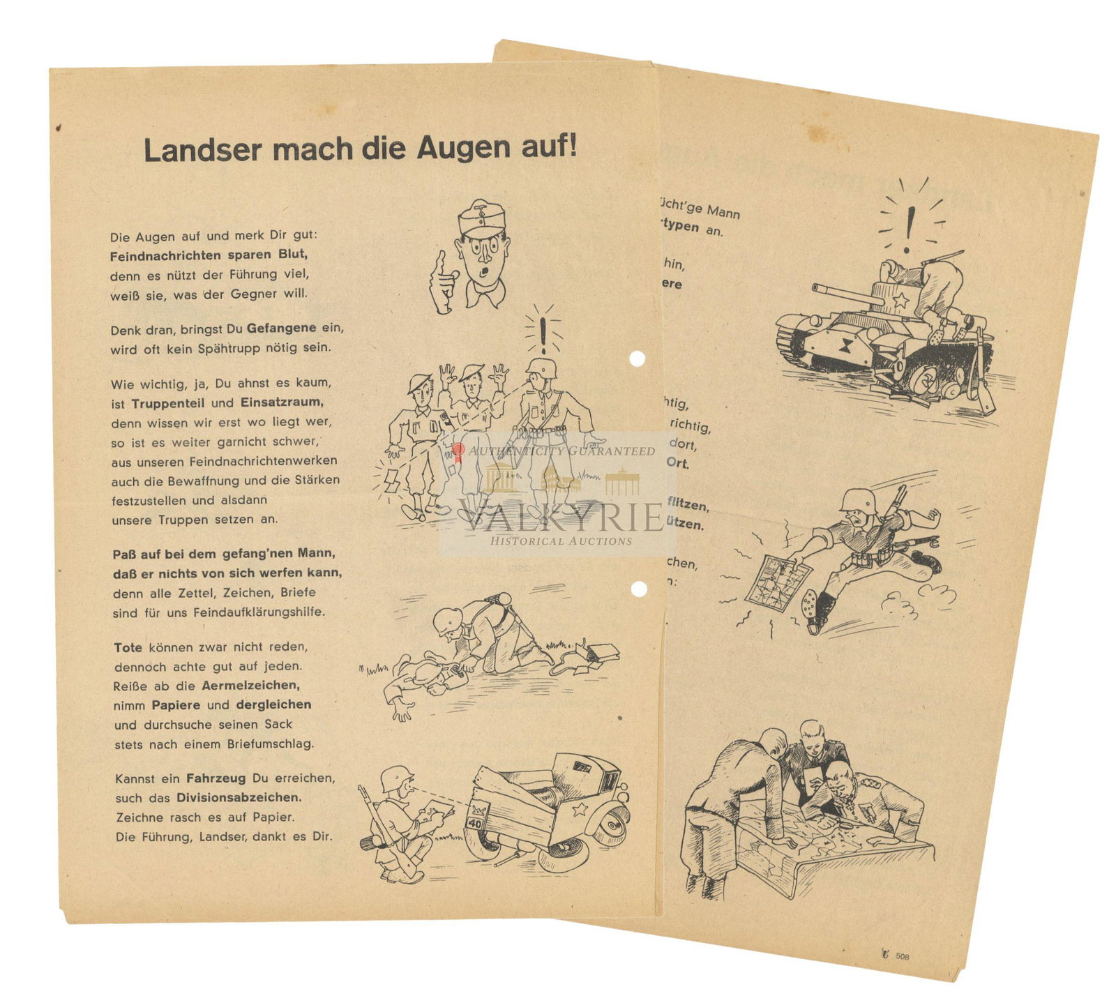 WW2 Period Leaflet With Recommendations for German Soliders "Soldier ...