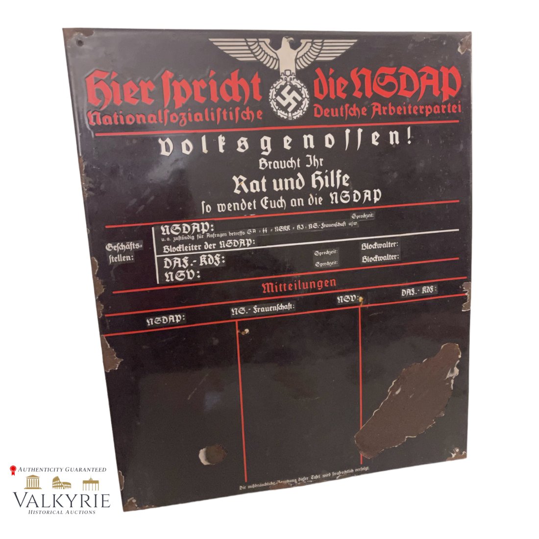 1938 Nsdap Announcement Sign Board