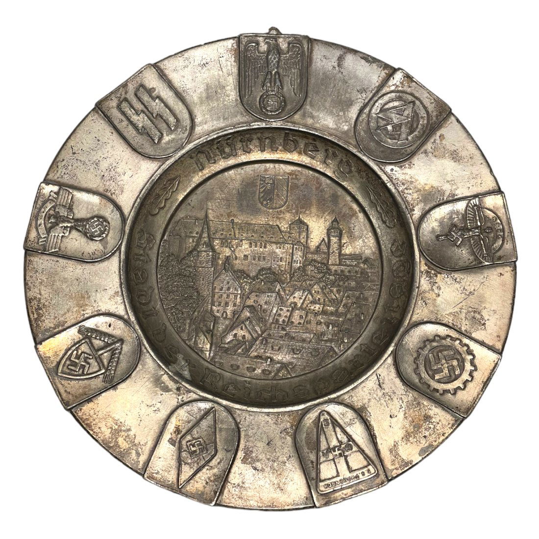 Nazi Reichsparteitag Nuremberg Pewter Plate