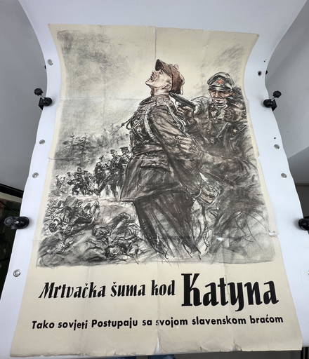Croatia Ww2 Propaganda Poster "1943 The Murder Forest Of Katyn"