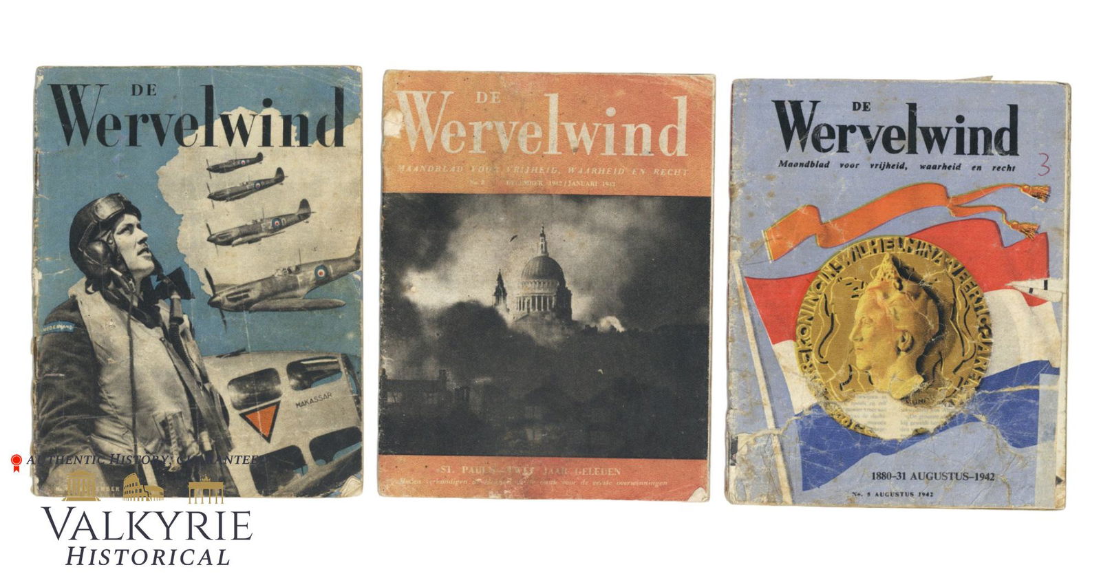 3 Numbers Of The Dutch Resistance Magazine Against Nazis "de Wervelwind ...