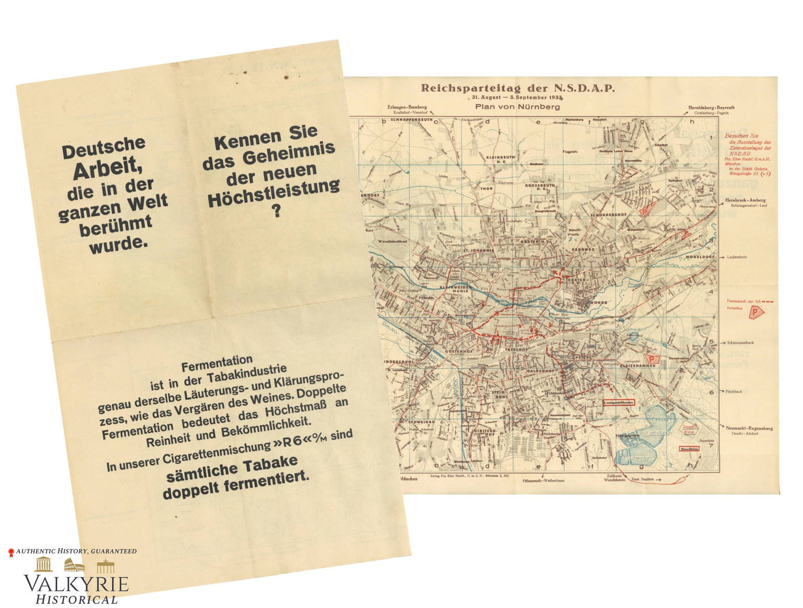Tobacco Company Specially Printed Advertisement Map Of Nuremberg City For 1933 Nuremberg Nsdap ...