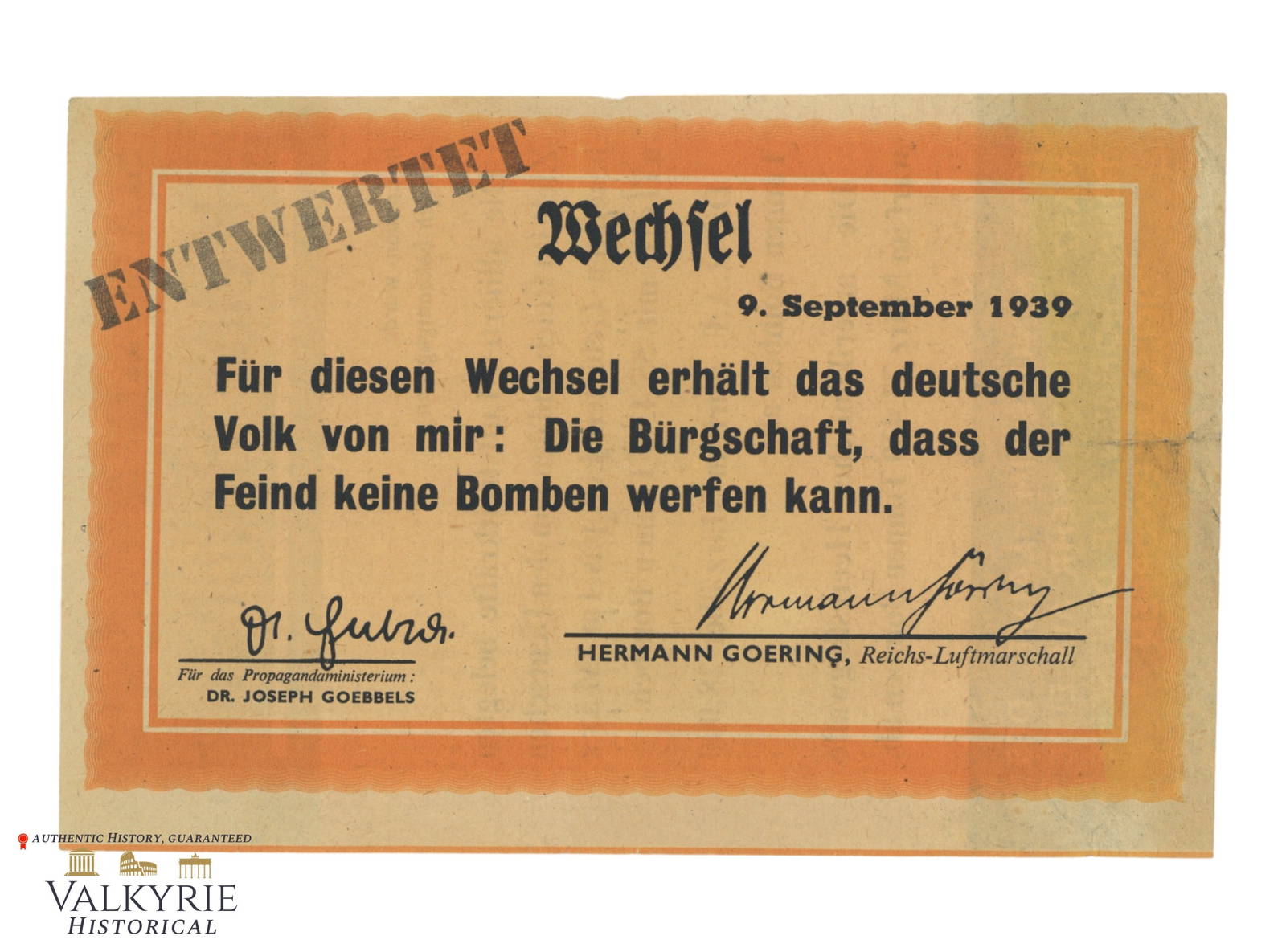 Allied Anti-nazi War Propaganda Leaflet "goering: I Guarantee That The ...