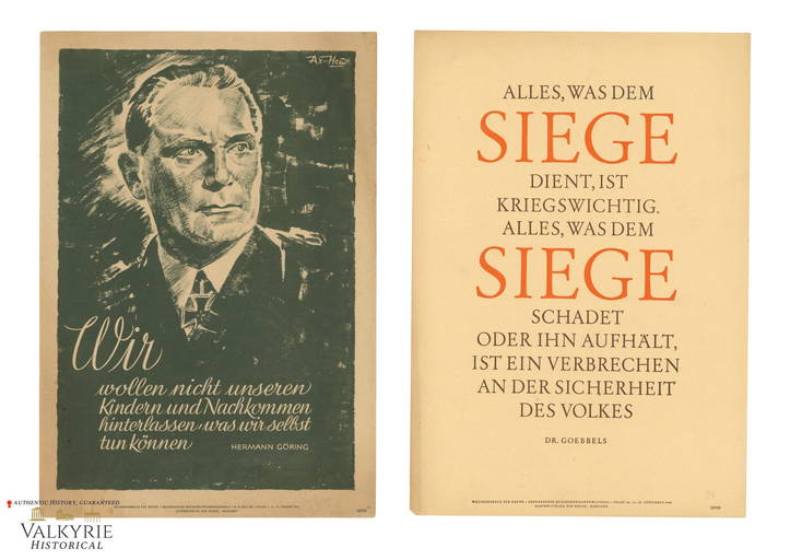 2 Iii Reich Period Propaganda Posters With Patriotic Quotes Of Goebbels ...
