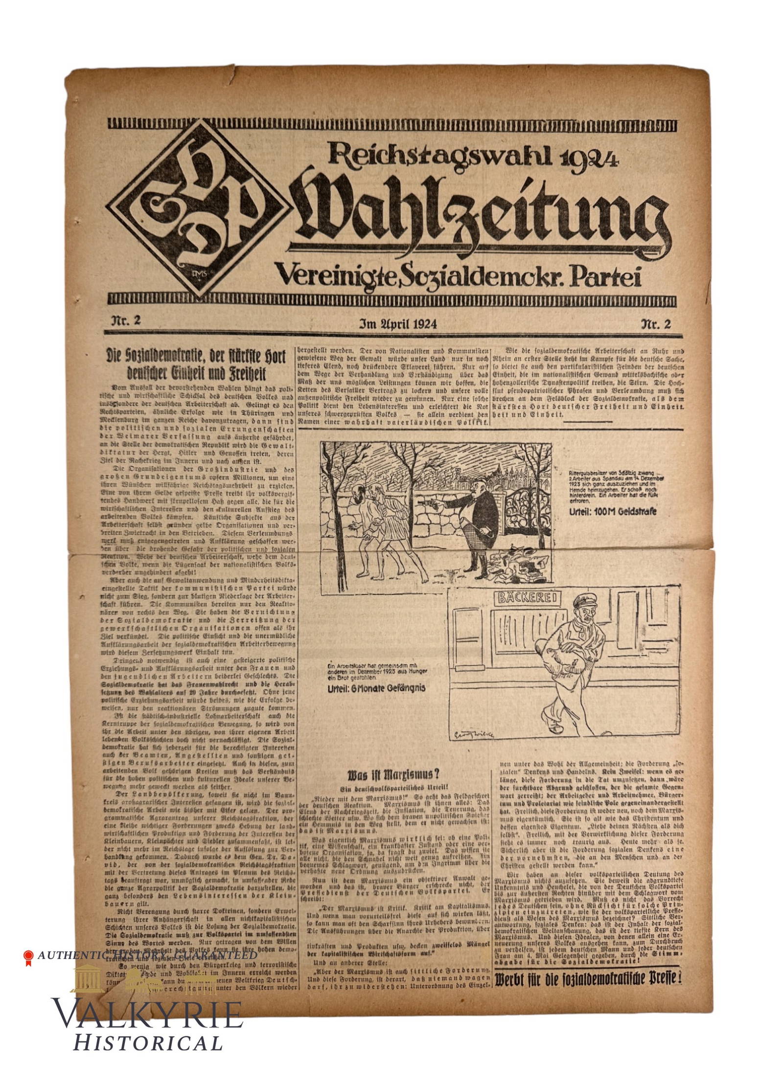 German Tabloid "election Newspaper. Reichstag Elections 1929. Social ...