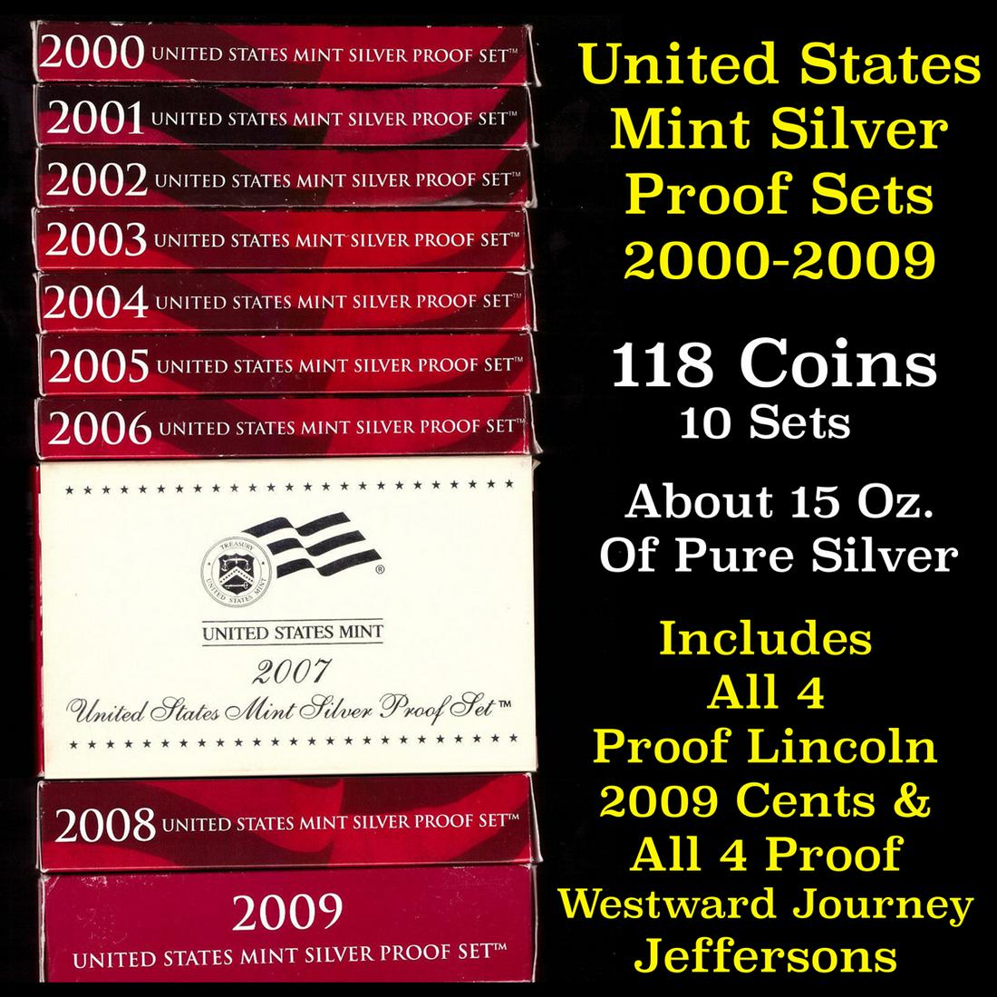 Group Of 10 United States Mint Silver Proof Sets